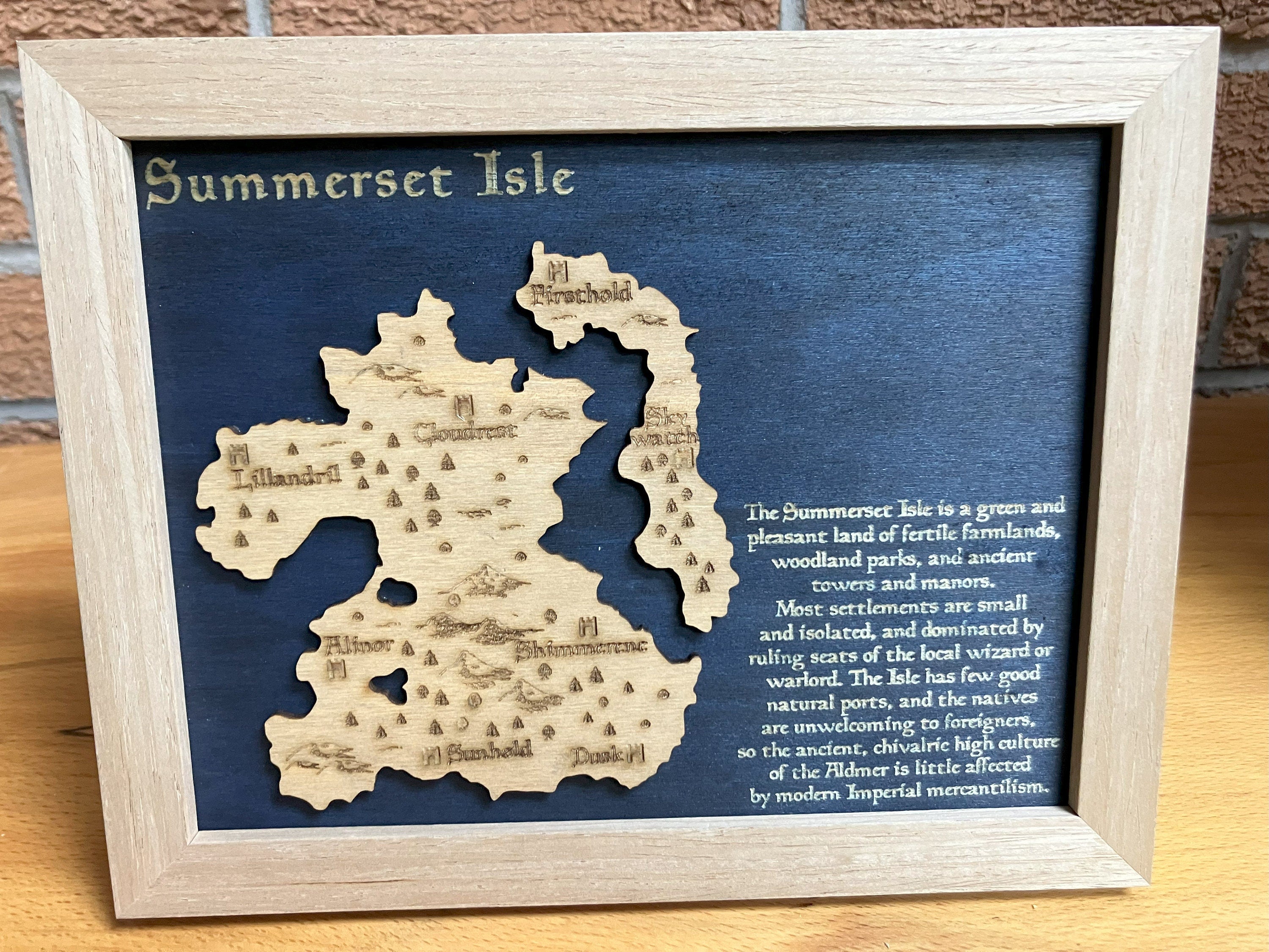 Summerset Islands - Tamriel - Elder Scrolls 3D Relief Map Wooden Art P ...